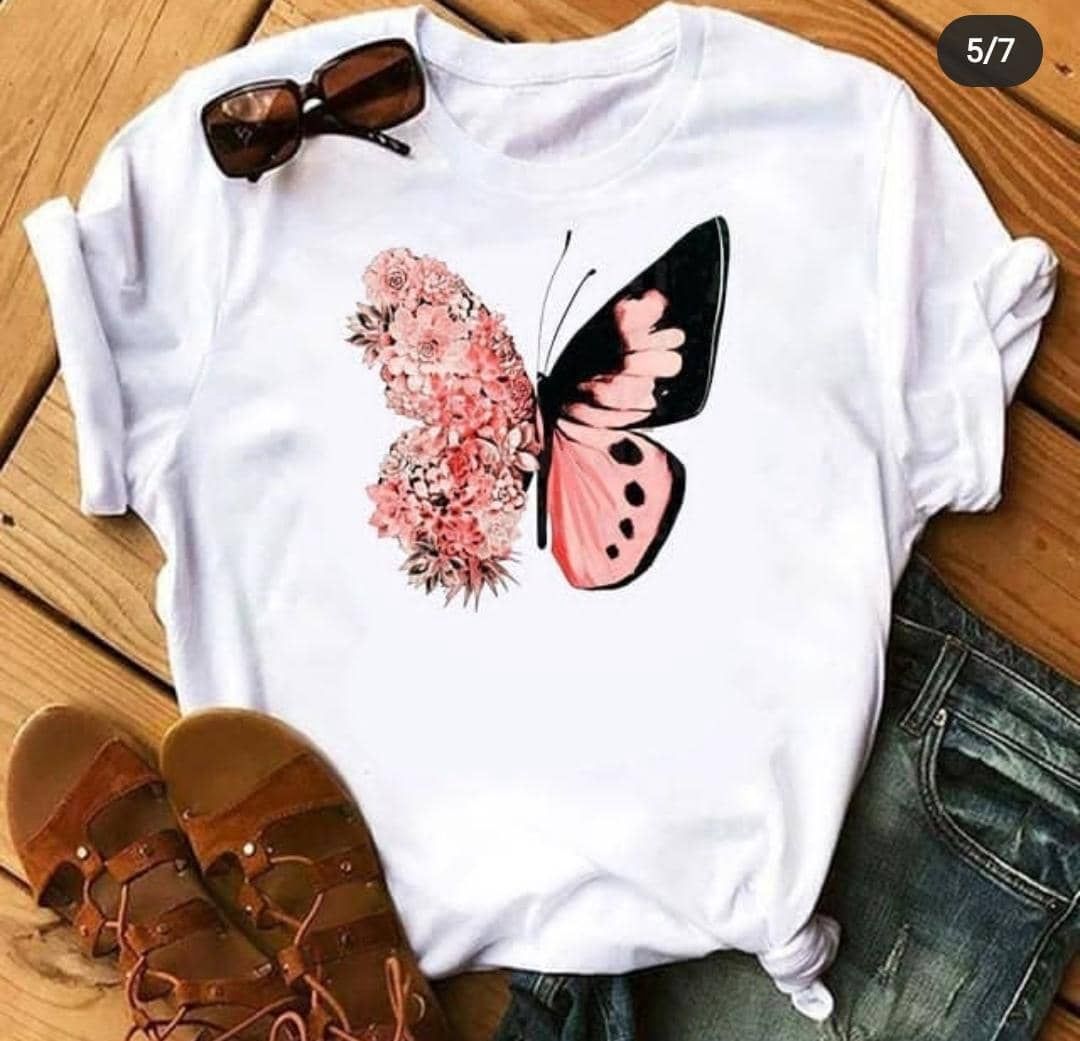 CAMISETA DAMA MARIPOSA ROSA-NEGRA – LABRIUT